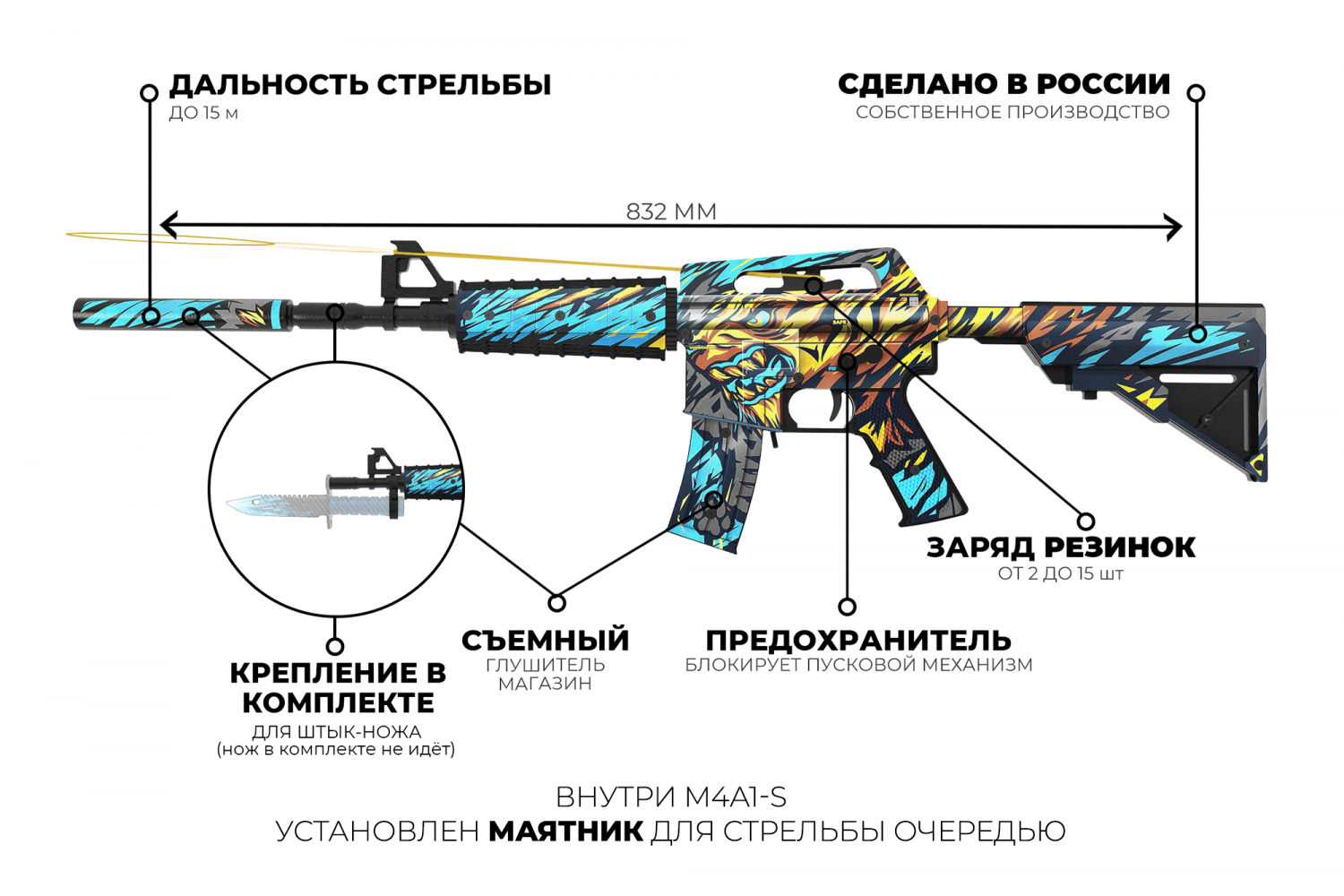 Деревянный автомат VozWooden M4A1 Active Год Тигра (Стандофф 2 ...